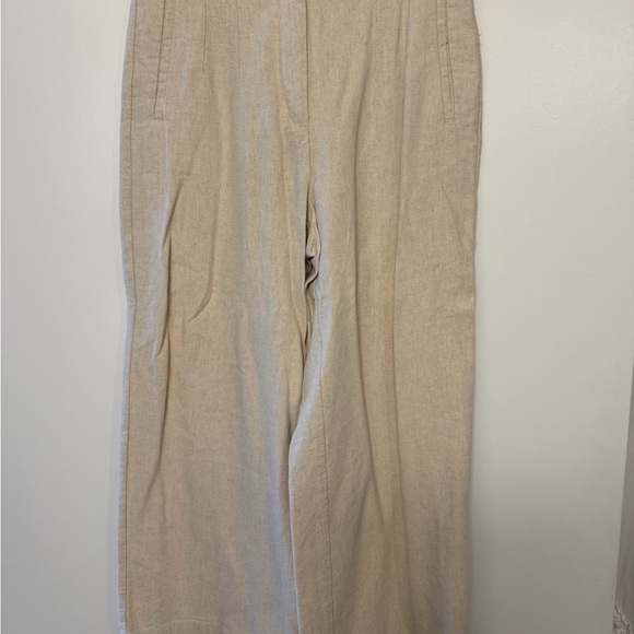Zara | Pants & Jumpsuits | Zara Cream Textured Fabric Wide Leg Pants ...